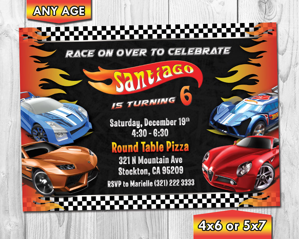 Hot Wheels Birthday Invitation Hot Wheels Invitation Hot Wheels Invite Greeting Cards