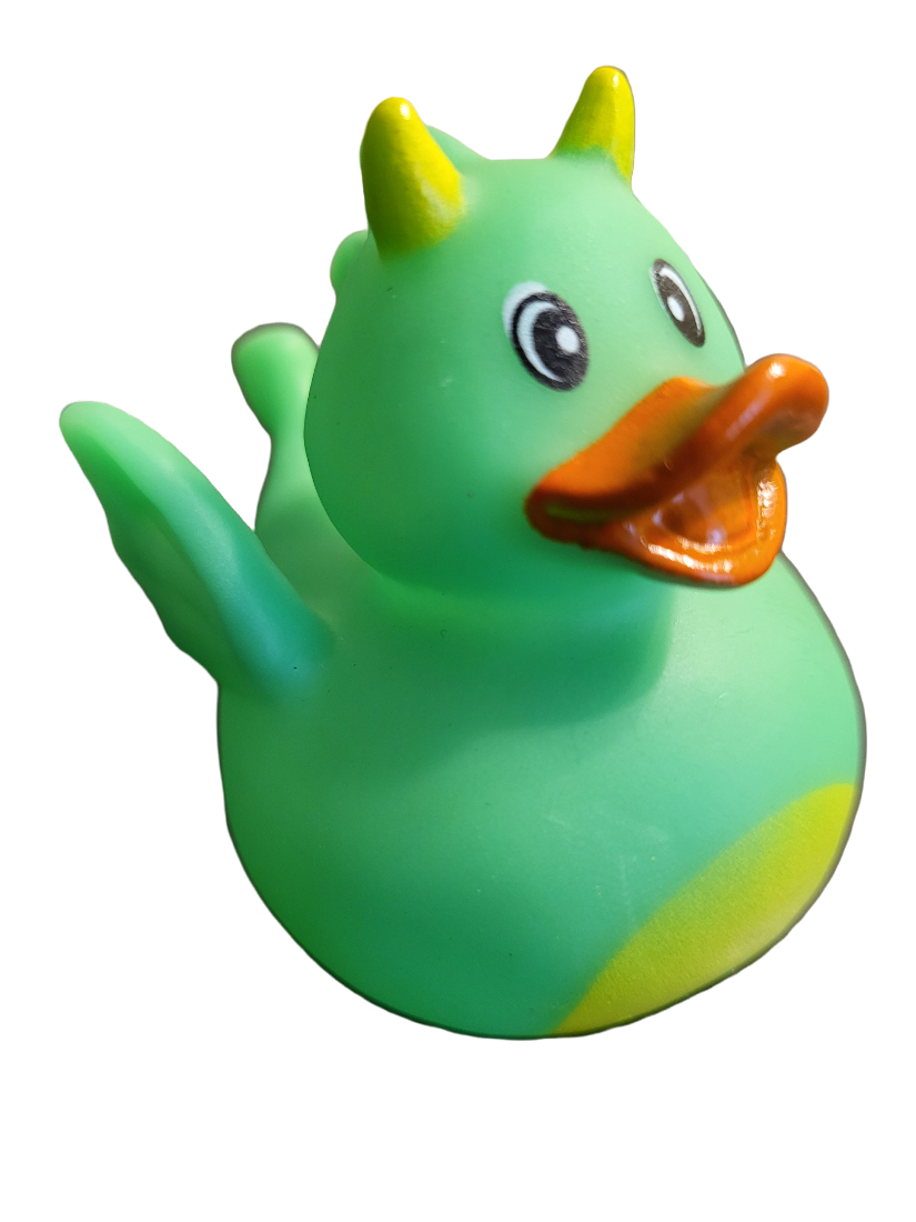 The Dreidel Co. 2" Rubber Duck - Green Dragon Duck - Disneyana