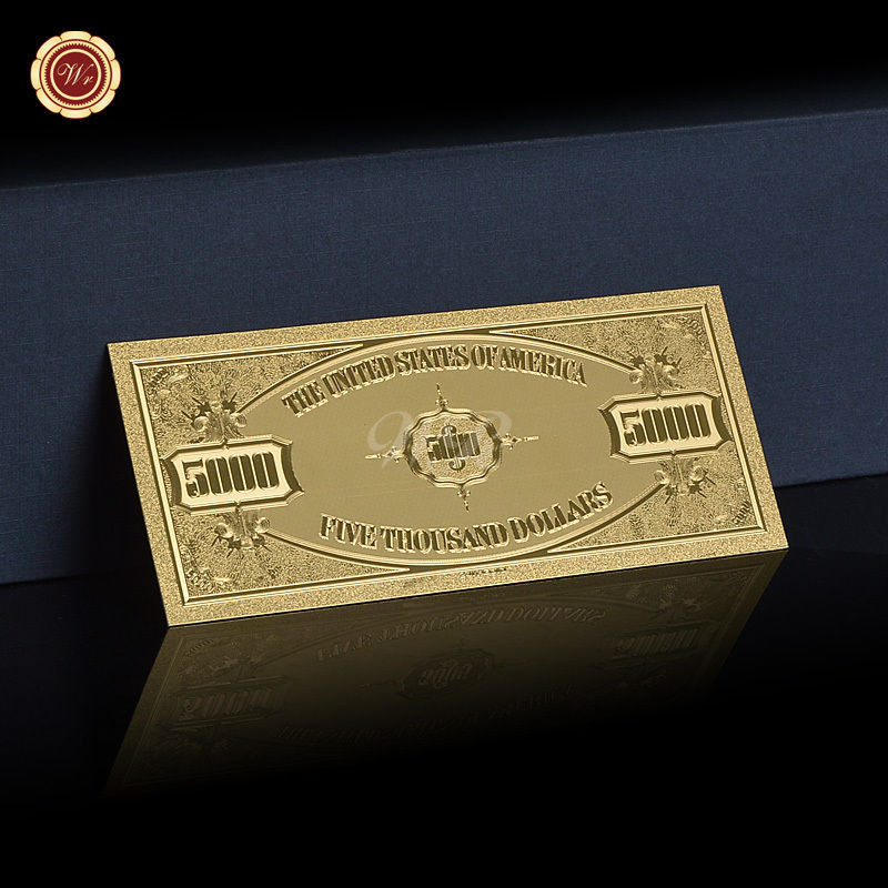 New $5000 U.S Real 24k Gold Banknote Dollar Note Uncirculated With ...