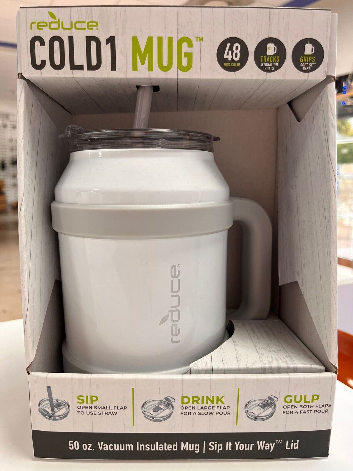 REDUCE Cold1 Mug 50 oz Tumbler with 3-in-1 Lid, Handle and Straw ...