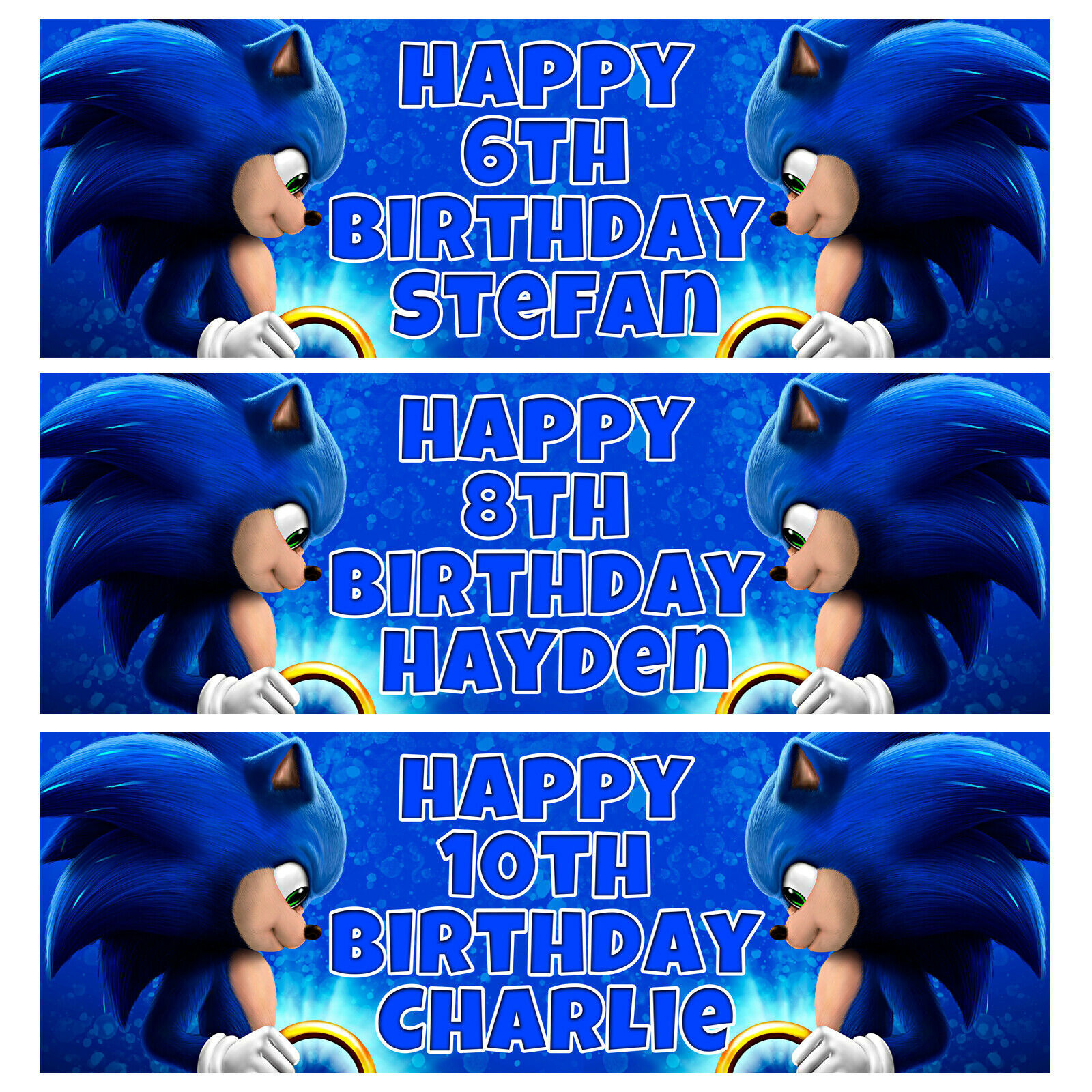 SONIC Personalised Birthday Banner - Sonic Birthday Party Banner ...