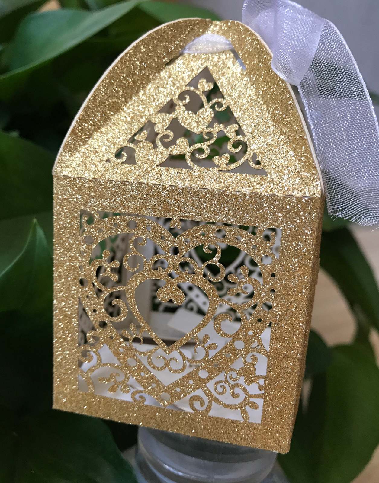 100pcs Glitter Paper Laser Cut Wedding Gift Boxes,Favor Box for Party ...