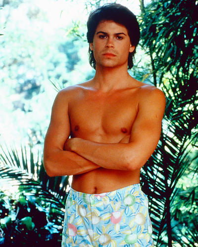 Rob Lowe Beefcake Pose Bare Chested in Swim Shorts 8x10 HD Aluminum ...