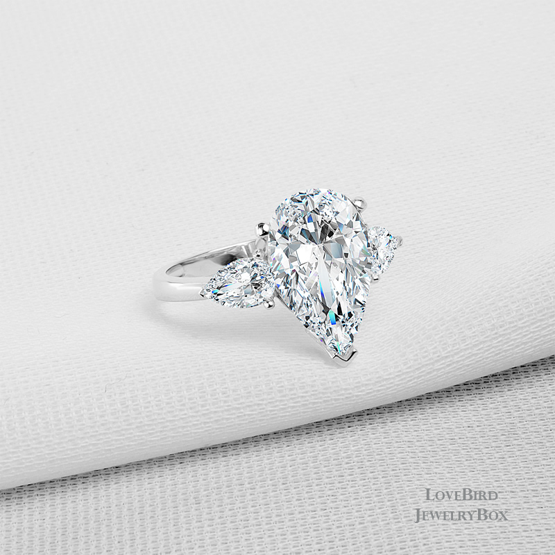4 25 Ct Pear Cubic Zirconia Trilogy Ring 925 Sterling Silver Engagement
