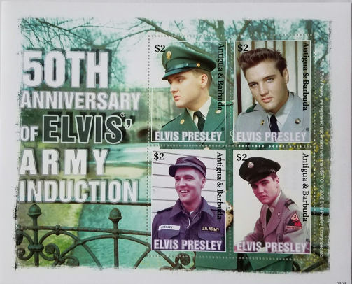 50th Anniversary of Elvis' Army Induction Mint Stamp Sheet of 4 2008 ...