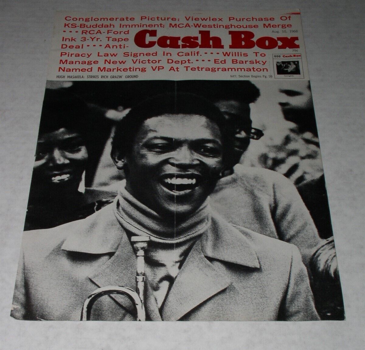 Hugh Masakela Cash Box Magazine Cover Photo Clipping Vintage 1968 O.C ...