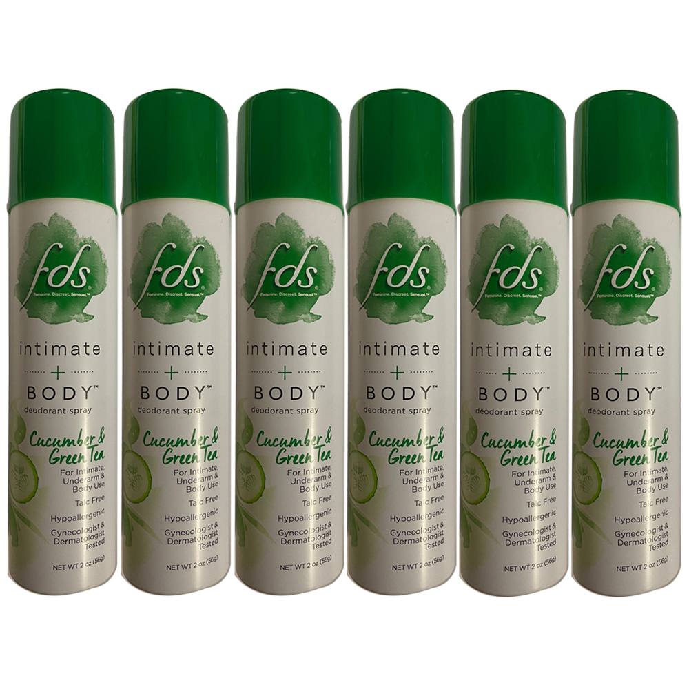 Pack Of 6 New Fds Intimate Body Deodorant Spray Cucumber And Green