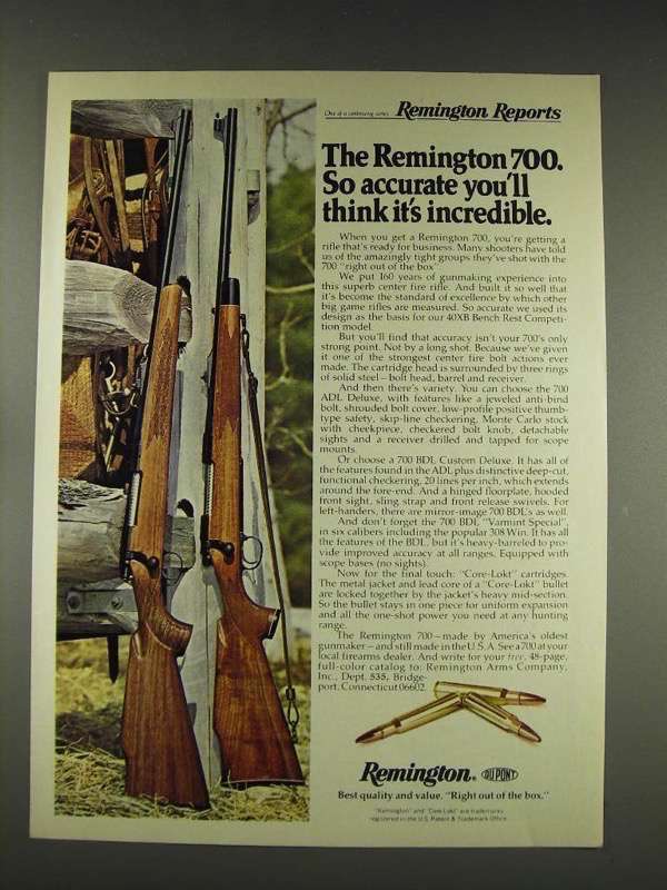 1976 Remington 700 Rifle Ad - So Accurate, Incredible - 1970-79
