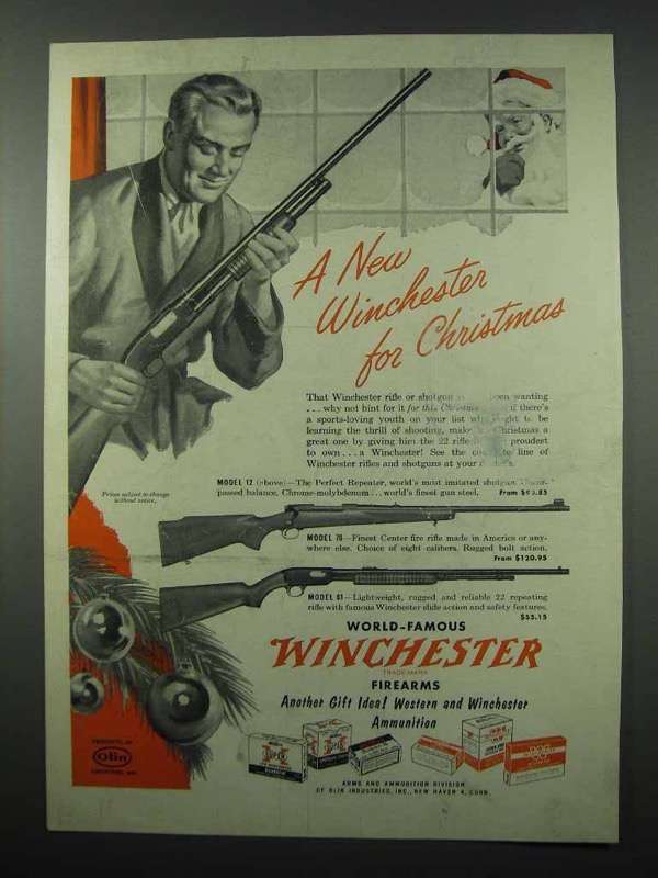 1953 Winchester Firearms Ad - Model 12, 70, 61 - 1950-59