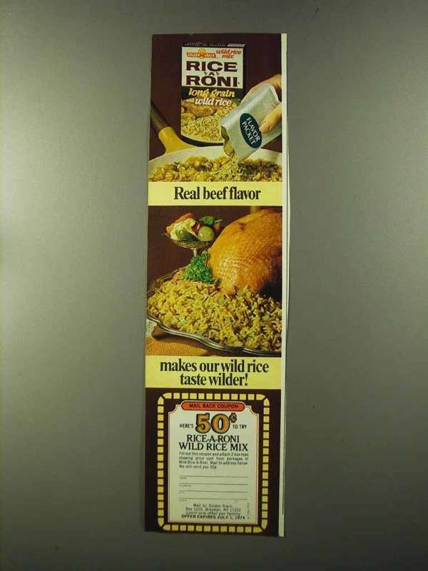 1973 Rice a Roni Ad - Real Beef Flavor Wild Rice - 1970-79