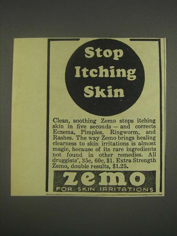 1933 Zemo Ointment Ad - Stop Itching Skin - 1930-39