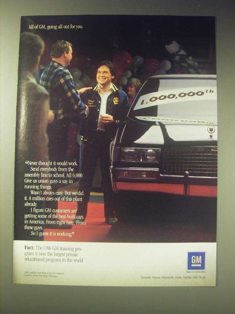 1989 GM 1989 Cadillac Fleetwood Ad - All of GM, Going all out for you ...