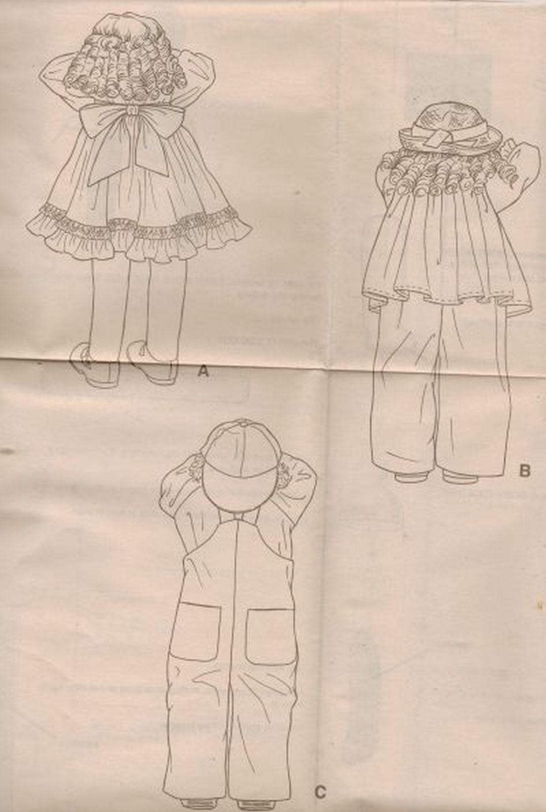 Three 36" Time Out Cry Baby Pouting Dolls & Clothes Dress Overalls Sew ...