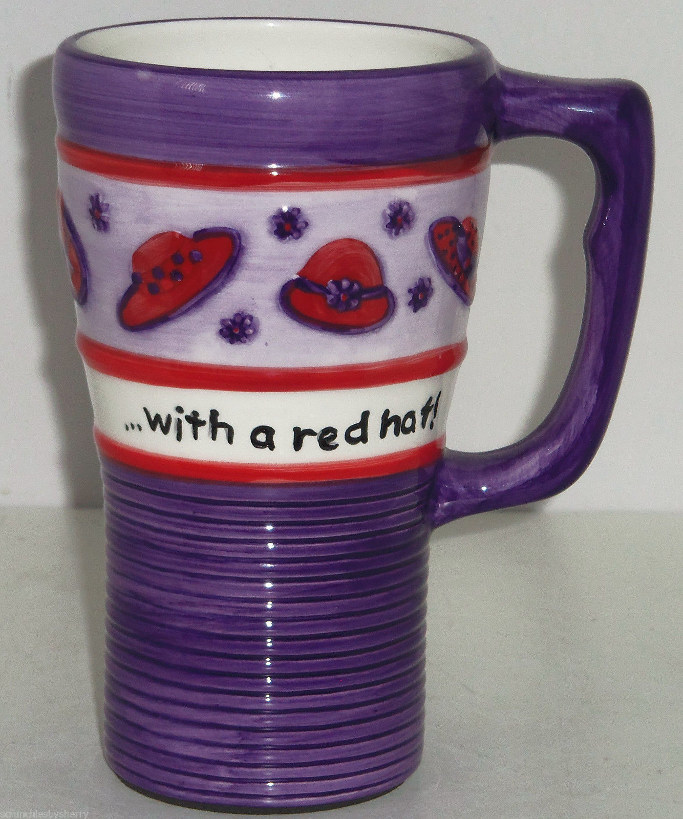 Red Hat Society Coffee Mug Cup Travel Ladies Purple Sippy Lid - Mugs, Cups