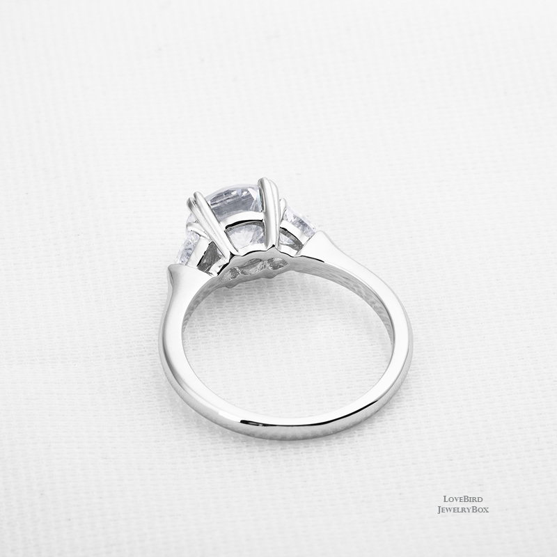 2ct Round And Pear Cubic Zirconia Trilogy Ring 925 Sterling Silver