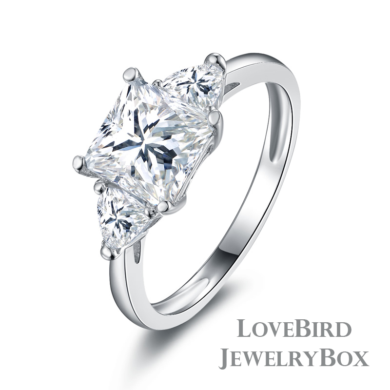 2 Ct Princess Trilogy Ring Cubic Zirconia 925 Sterling Silver