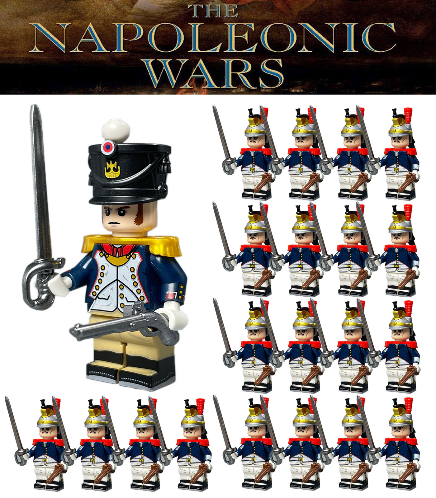 Napoleonic Wars Officer & French Cuirassiers Army Set 21 Minifigures ...