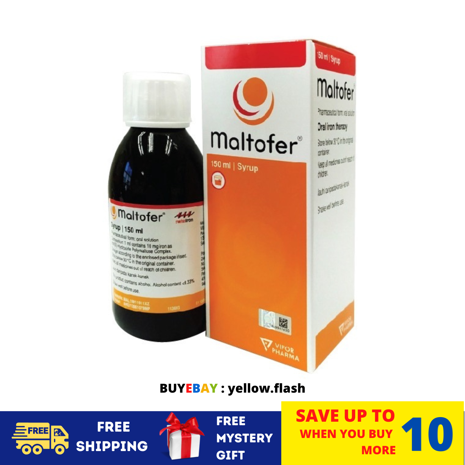 10 Bottles X MALTOFER SYRUP 150ml SUPPLEMENTS FOR IRON DEFICIENCY ...