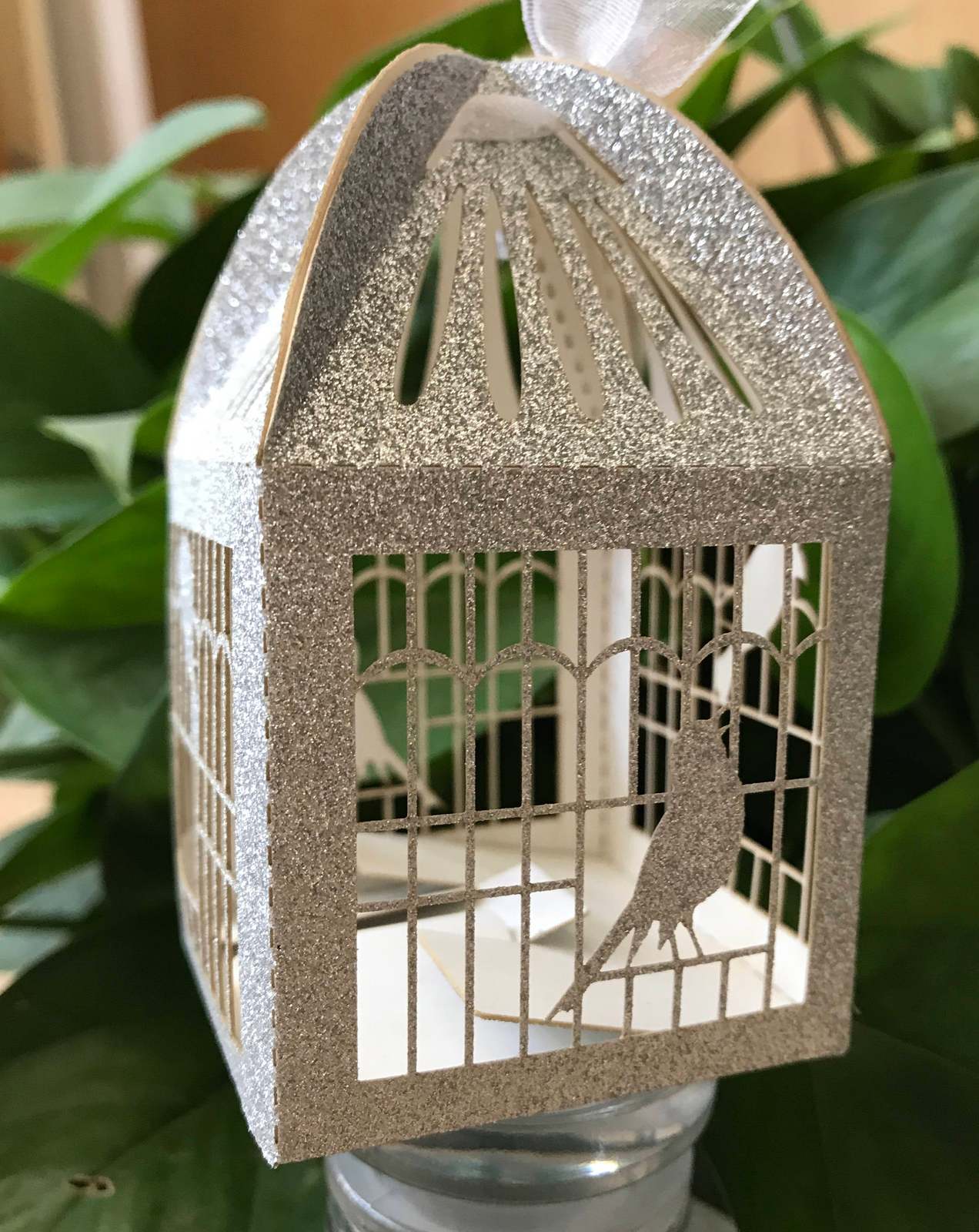 100pcs Love Bird Cage Laser Cut wedding favor box with ribbon,Chocolate ...
