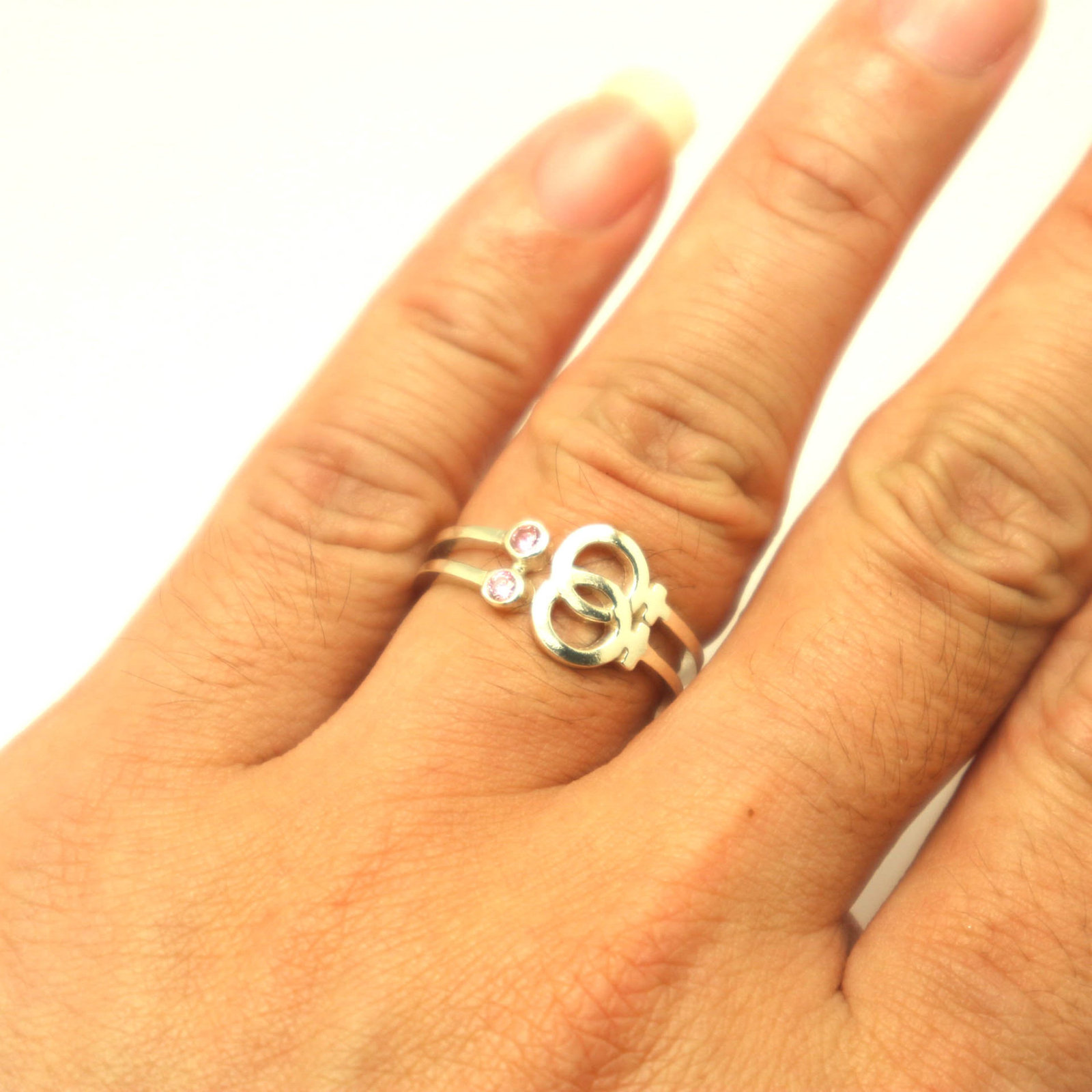 Lesbian Lgbt Ring With Pink Stones Rings