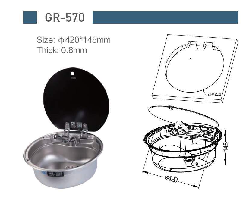Boat RV Caravan Round Stainless Steel Hand Wash Basin Sink with Glass ...