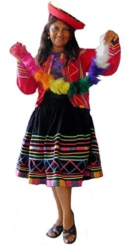 Alpakaandmore Women's Complete Peruvian Dance Costume Large Red - Men