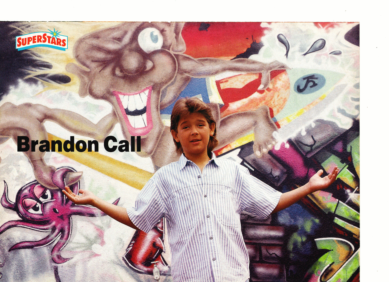 Brandon Call teen magazine pinup clipping weird wall behind him open ...