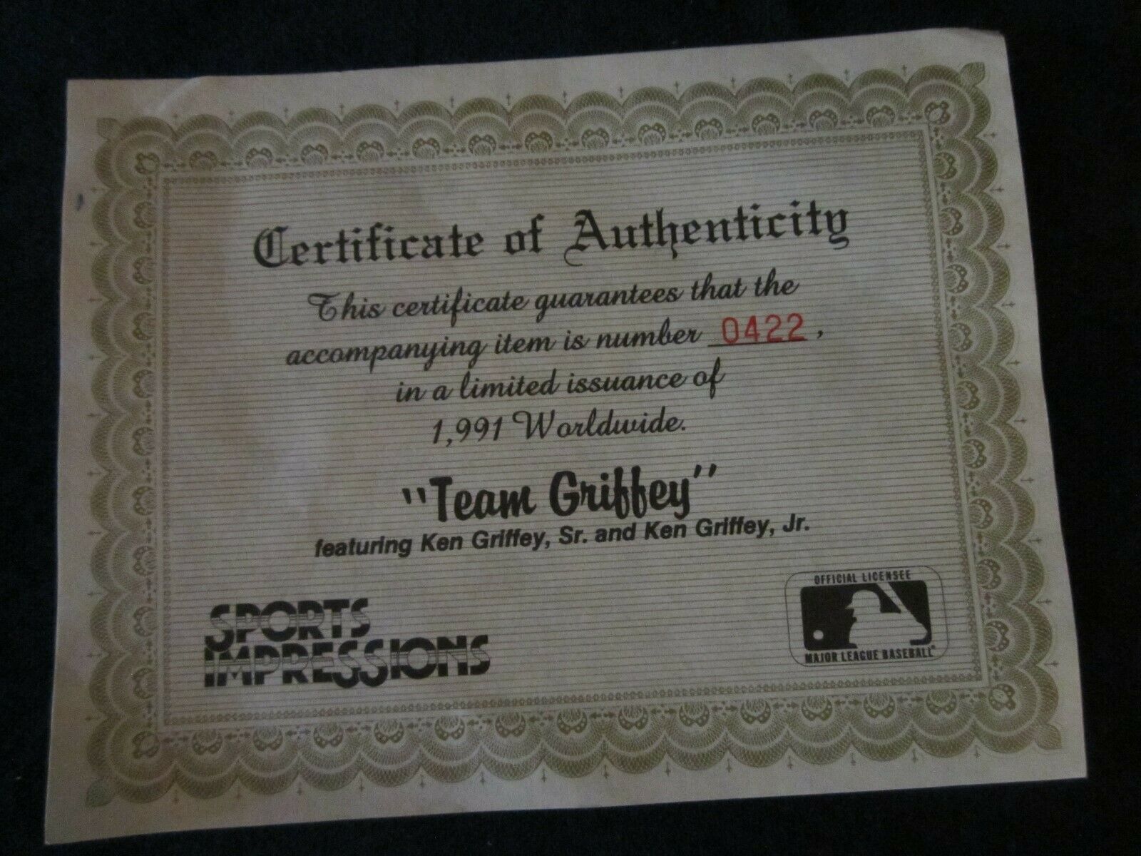 KEN GRIFFEY JR & SR collector plate TEAM GRIFFEY Ron Lewis RARE ...