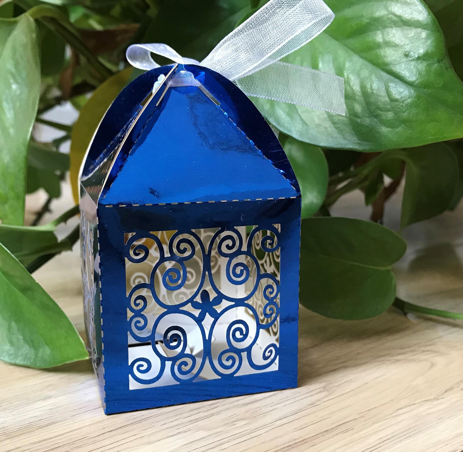 100pcs metallic Navy blue Wedding Favor Boxes,Laser Cut Gift Boxes ...