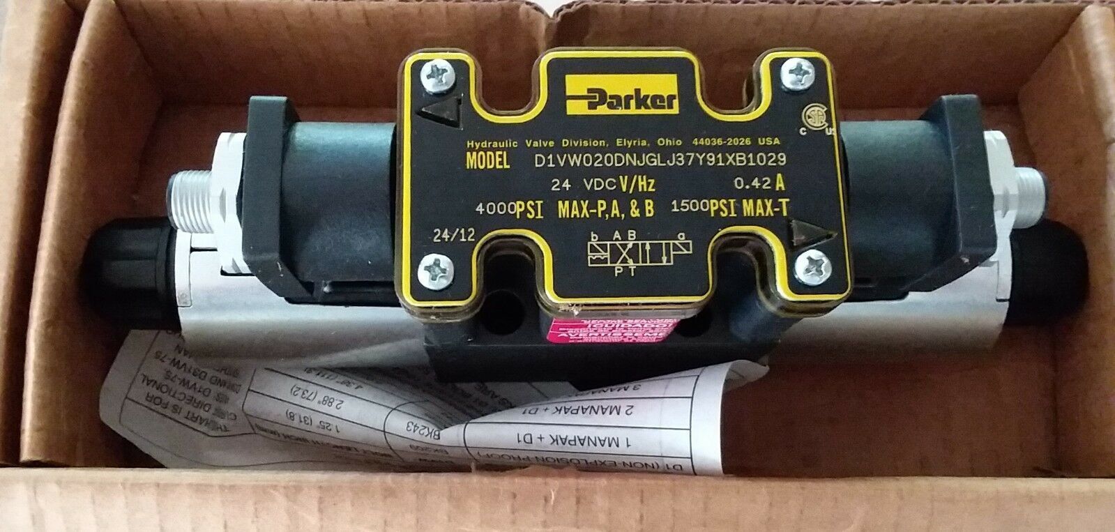 NEW PARKER HYDRAULIC SOLENOID CONTROL VALVE D1VW 24/VDC, 1500 4000 PSI ...