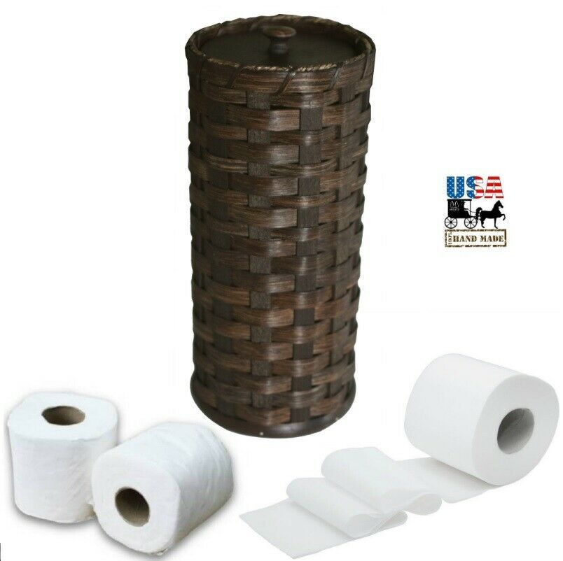 3 ROLL TOILET TISSUE STACKER - Amish Hand Woven Paper Holder TP Basket ...