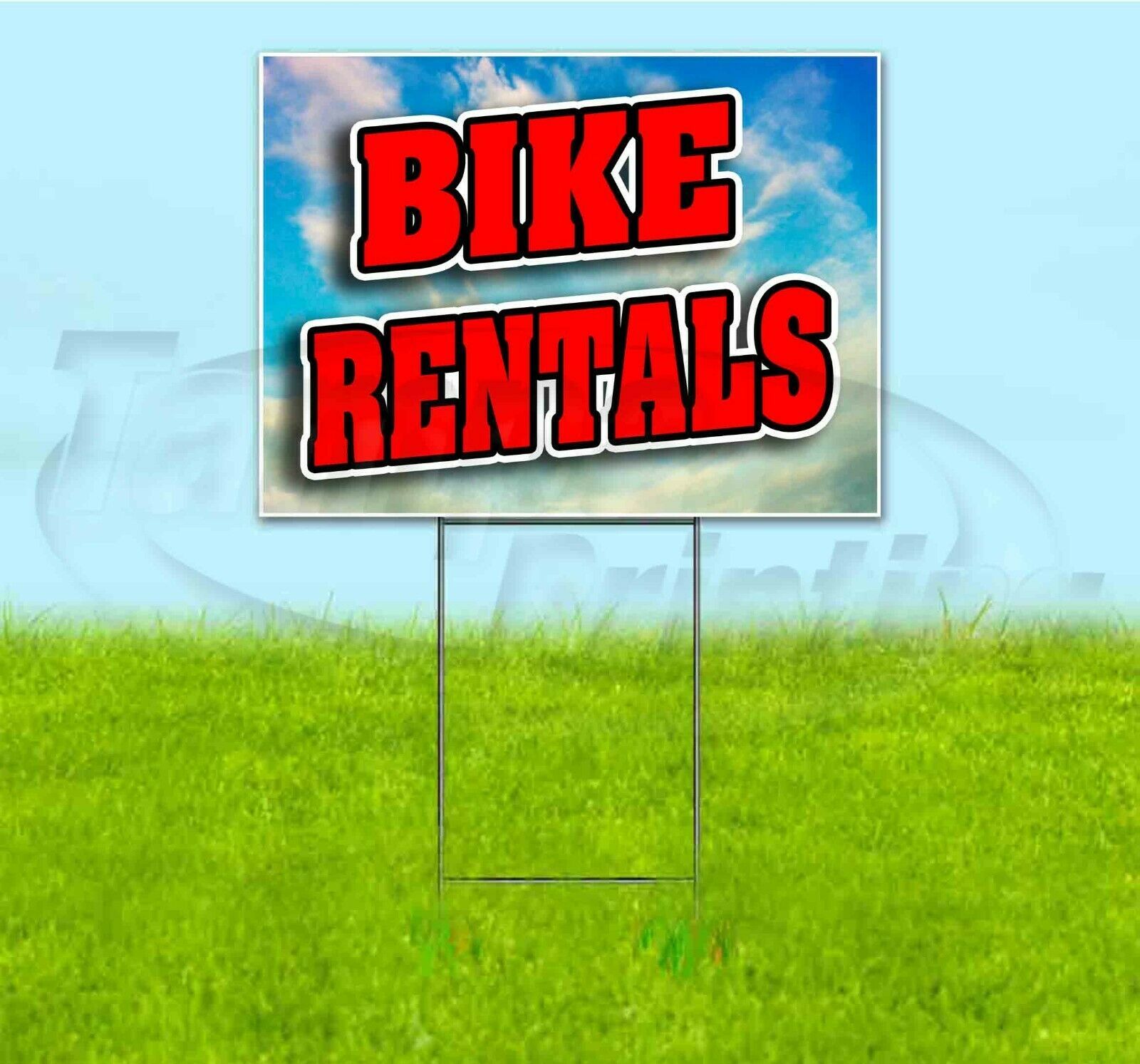 BICYCLE RENTAL 18x24 Yard Sign WITH STAKE Corrugated Bandit USA ...