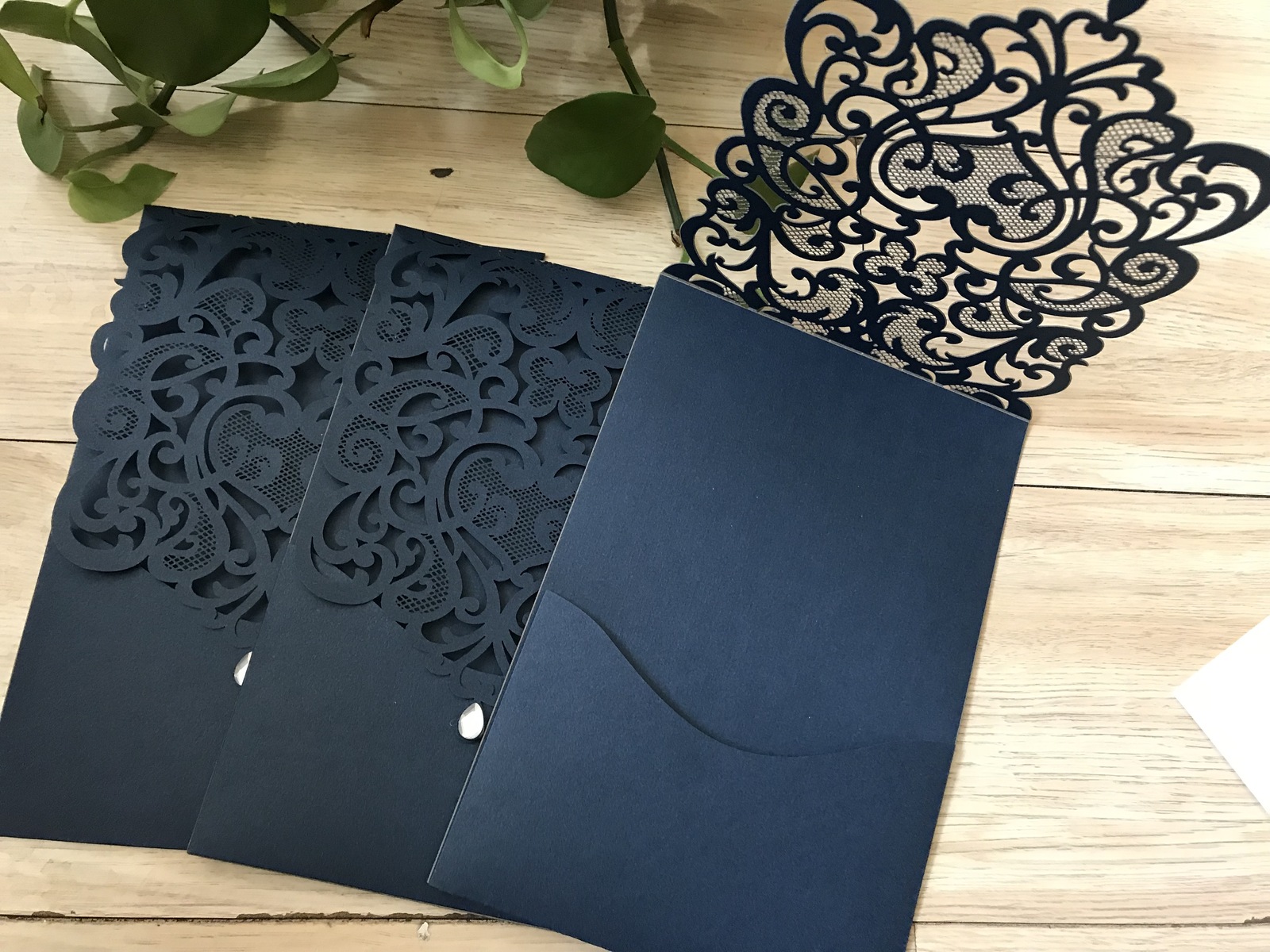 Dake Blue Pocket Laser Cut Invitaiton Cards,50pcs laser cut Wedding ...