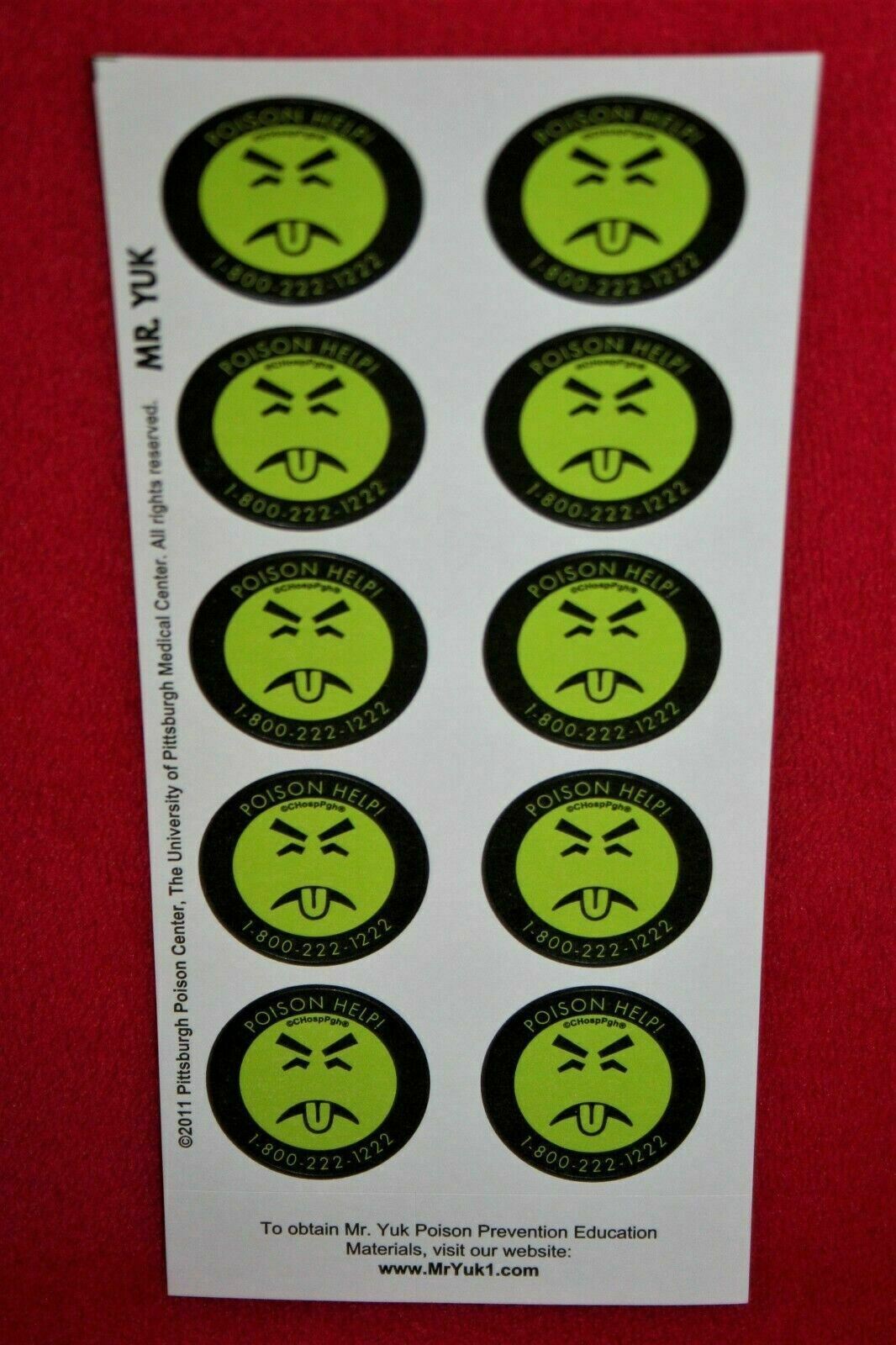 150 MR YUK Poison Control STICKERS Home School Child Safety FREE ...