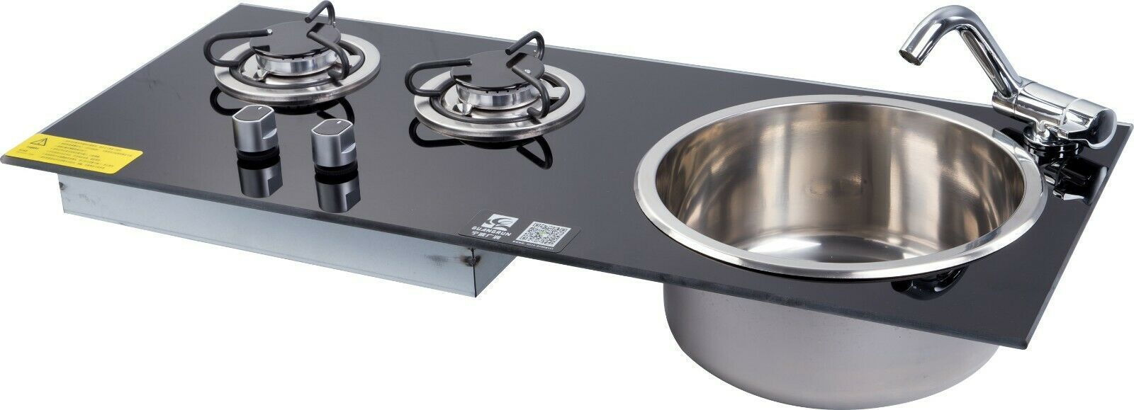 Boat RV 2 Burner Gas Sink Stove Combo With Tempered Glass 790*340*150mm ...