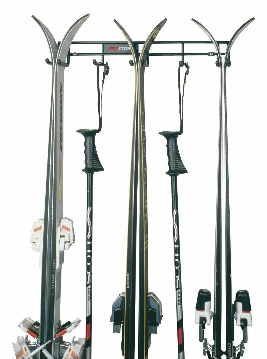 Three Pair Ski Pole Rack Wall Mount Hanger Skis Poles Storage Organizer three-pair-ski-pole-rack-wall-mount-hanger-skis-poles-storage-organizer