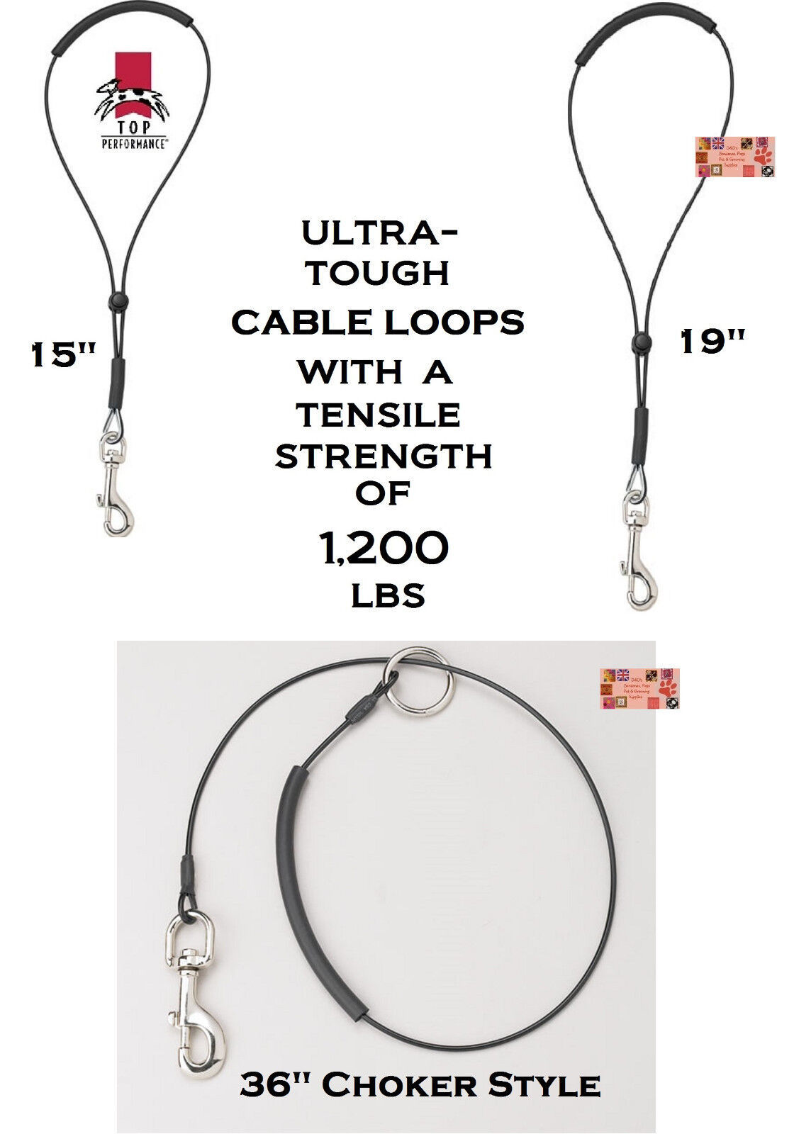 PRO HEAVY DUTY STEEL CABLE DOG Grooming LOOP RESTRAINT NOOSE for Table ...