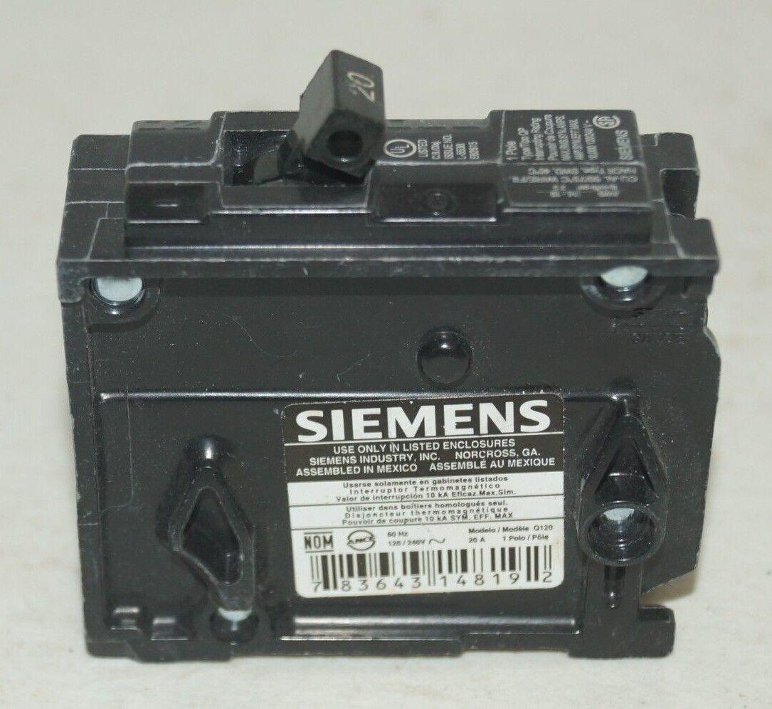 Siemens 20 Amp Single Pole Circuit Breaker Type QP Q120 - Circuit Breakers
