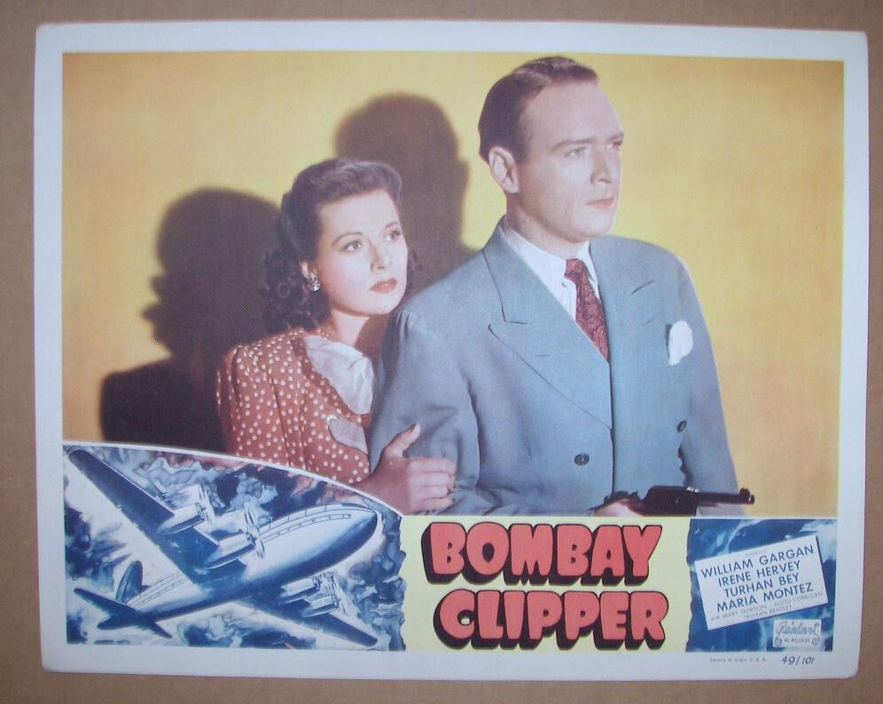 BOMBAY CLIPPER Original 1949 Re-release U.S. Lobby Card WILLIAM GARGAN ...