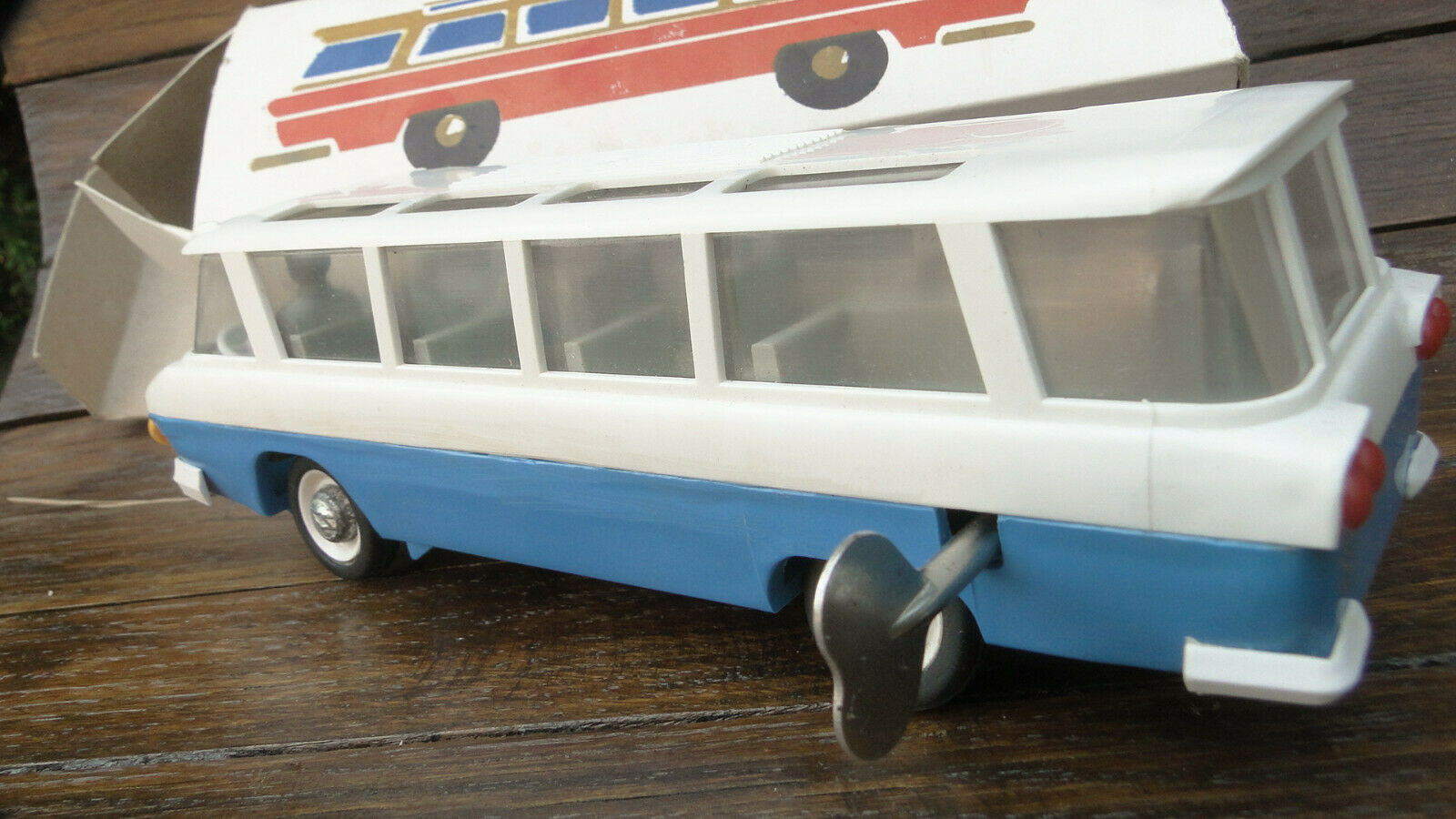 Antique USSR Collectible Wind Up Bus Toy Van Vehicle Original Box Key ...