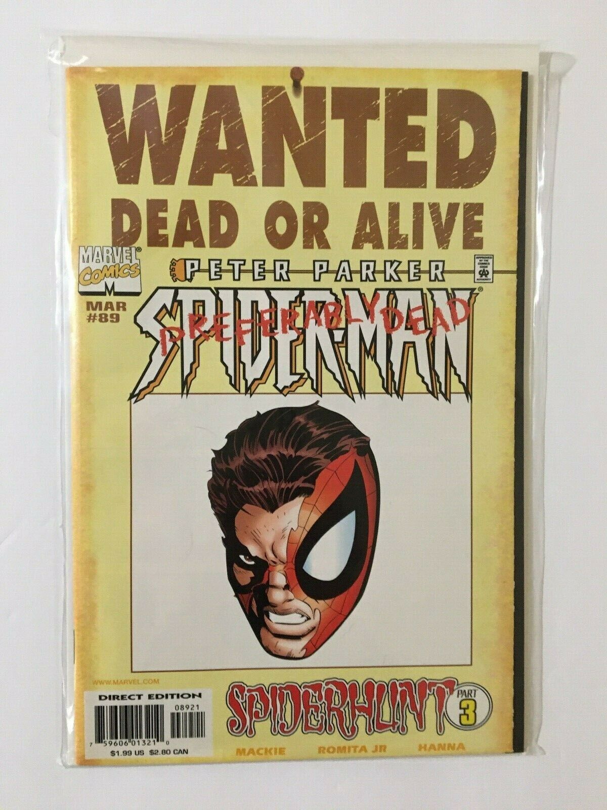 Spider-Man #89 Wanted Dead Or Alive Variant Comic Marvel 1998 Peter ...