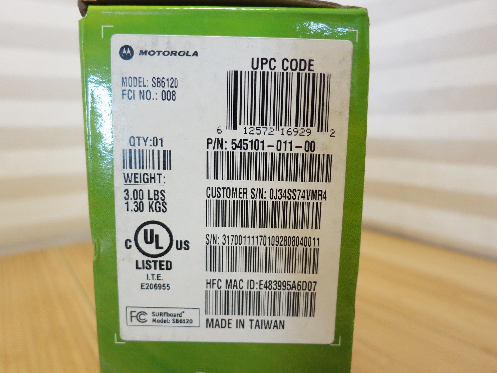 Motorola SB6120 Surfboard Extreme Cable Modem Docsis 3.0 - Modems