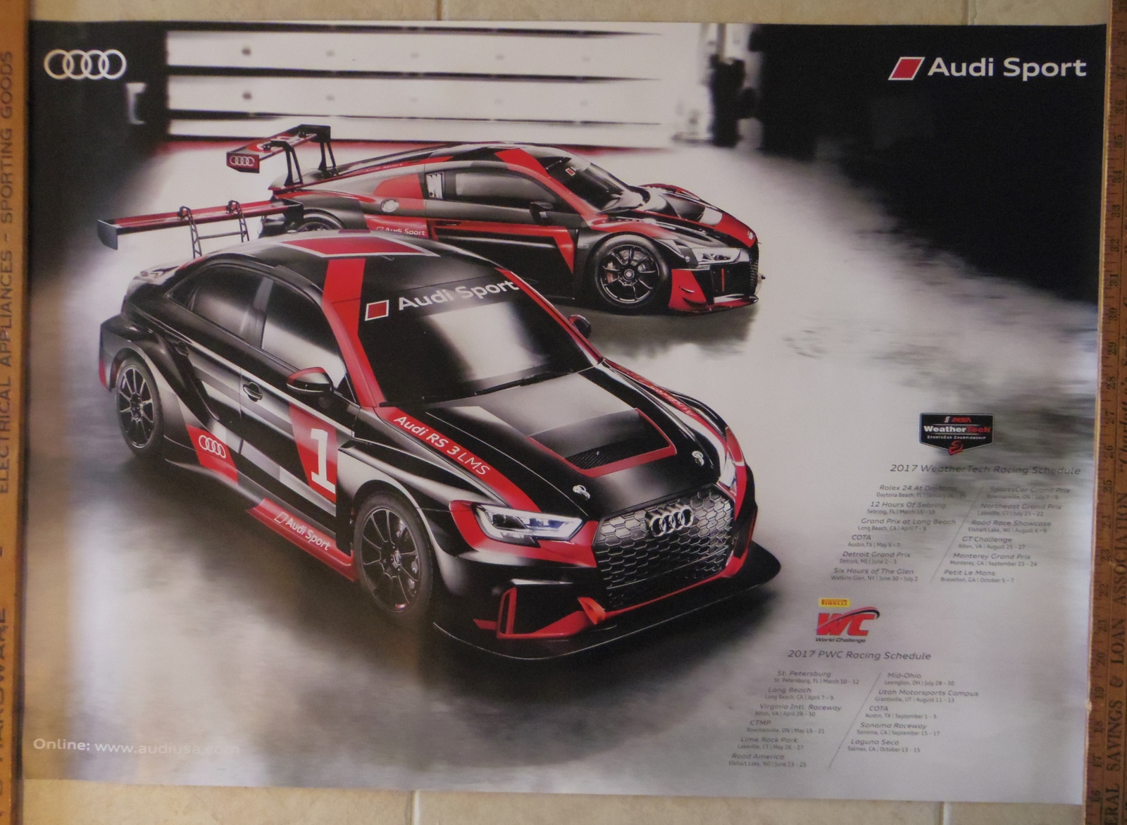 2017 Audi Sport Racing RS3 R8 LMS IMSA Poster - Racing-Other