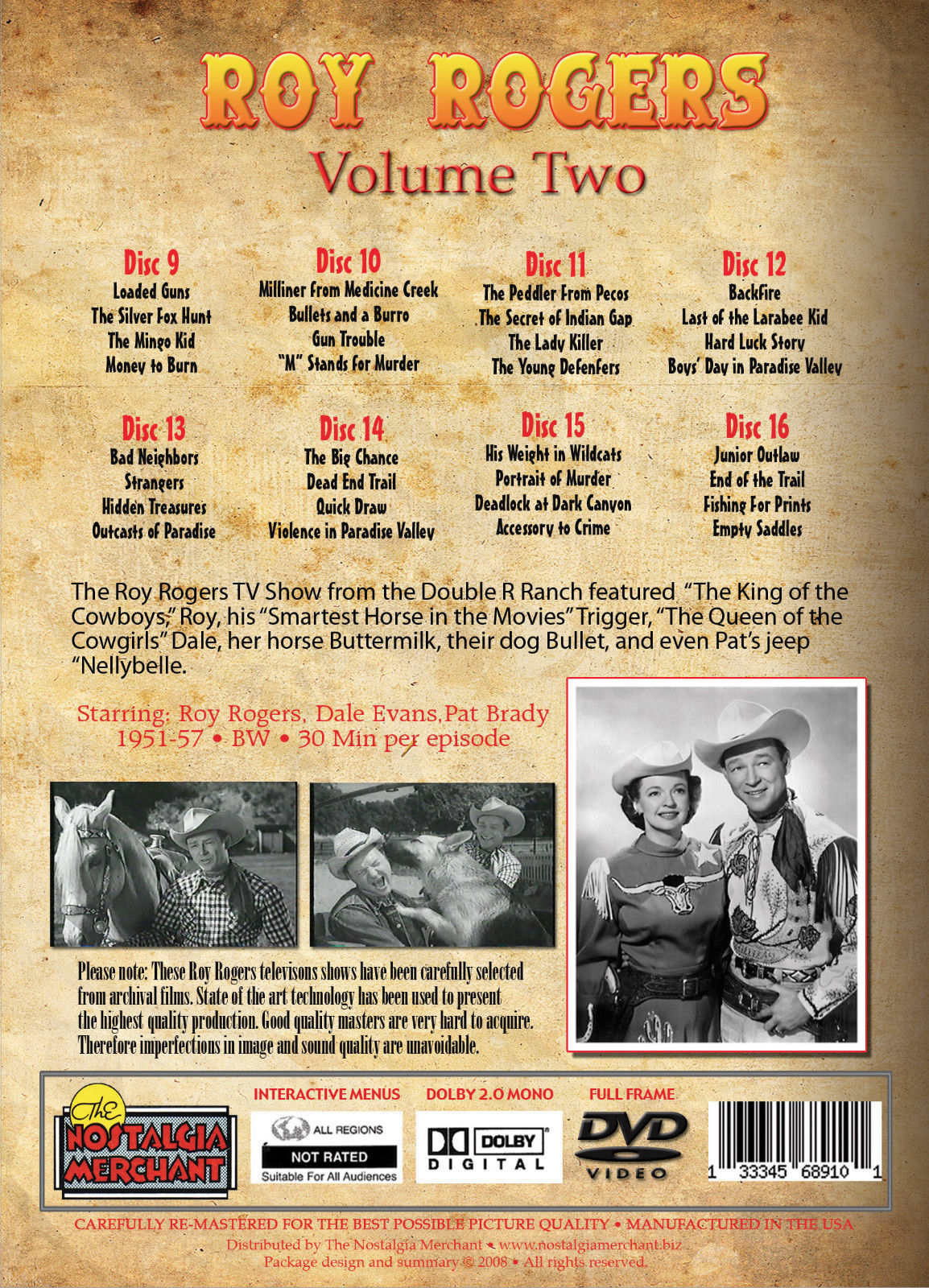 Roy Rogers Collection Classic TV-Nostalgia Merchant-DVD - DVDs & Blu ...