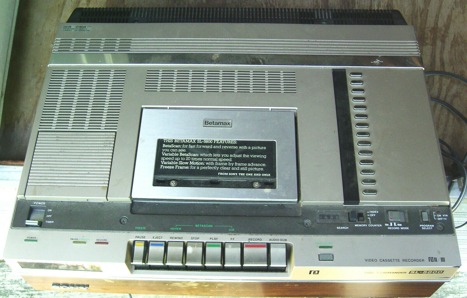 Sony Betamax Beta VCR Time Commander SL-5800 Video Cassette Recorder ...