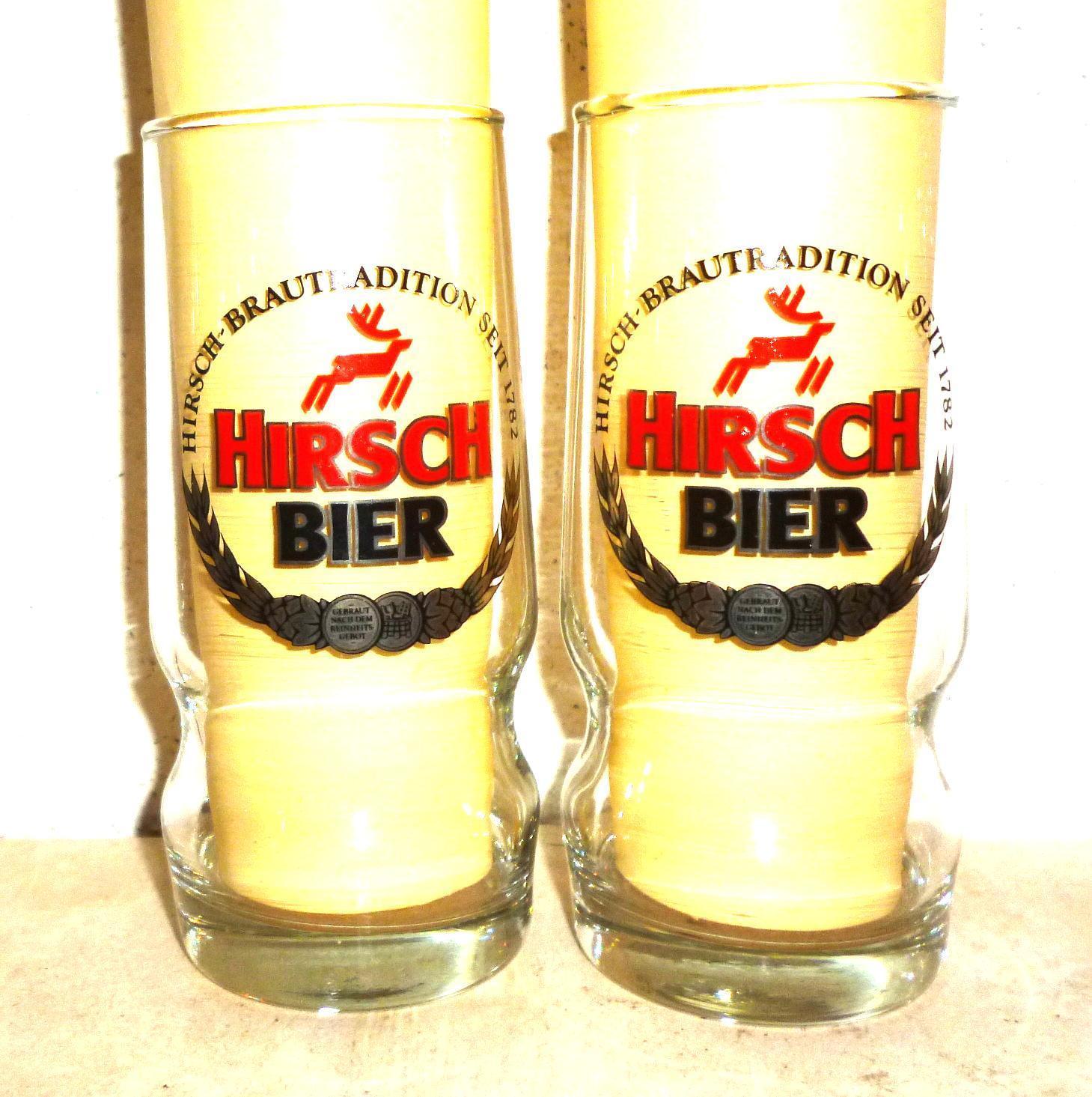 2 Hirsch Bier Wurmlingen German Beer Glasses - Germany
