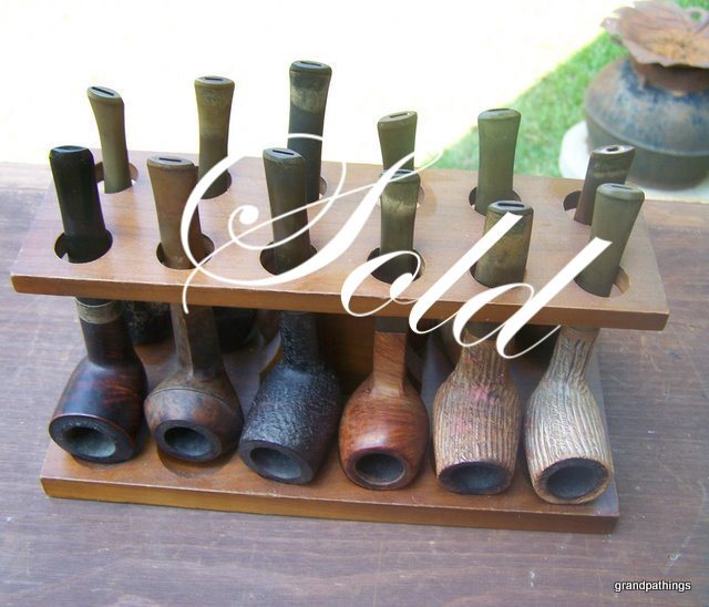 Lot of 12 Antique/Vintage Smoking Pipes & Holder Stand $245.00(Atl ...