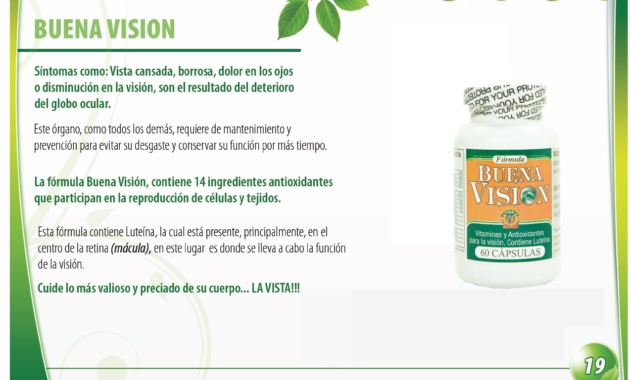 Capsulas Buena Vision, para la vista cansada, borrosa, dolor en los ...