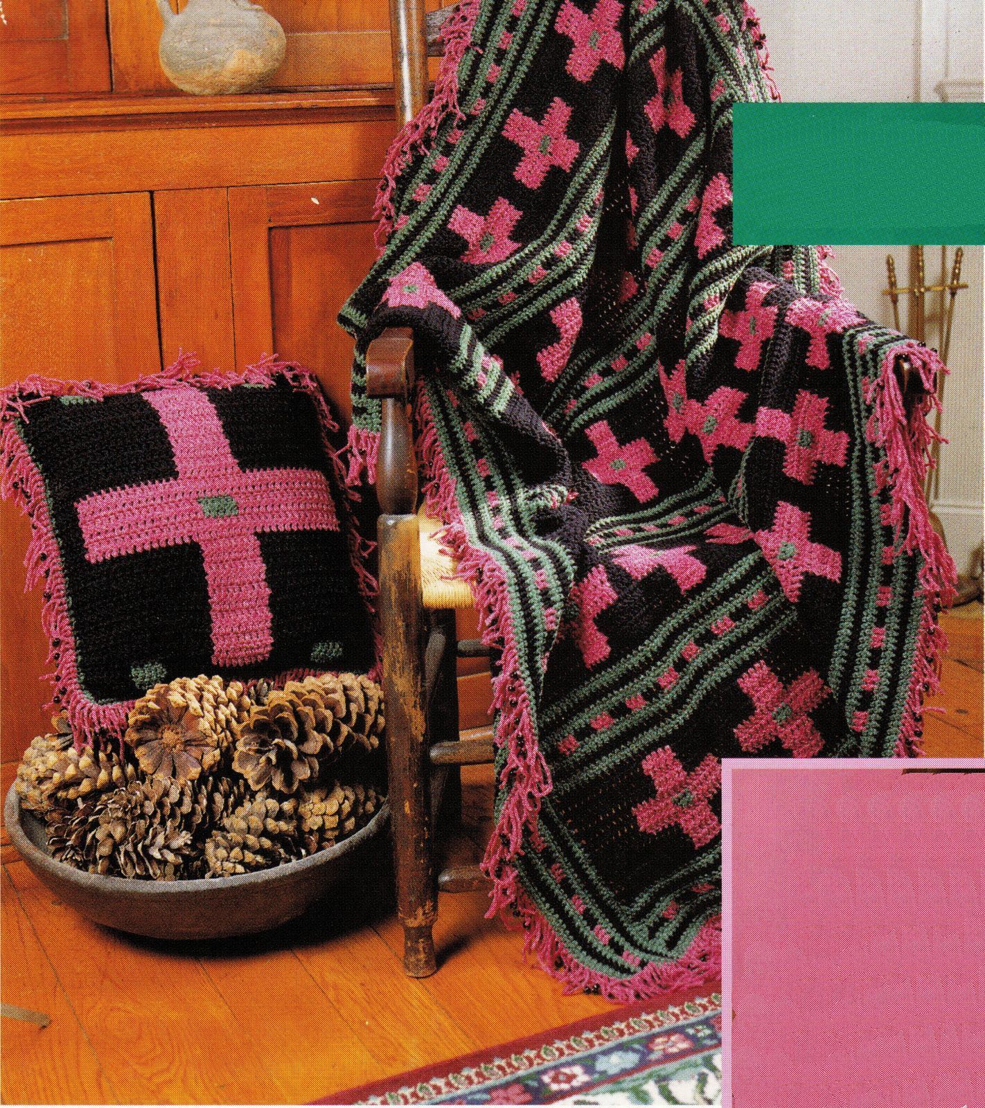 Crochet Southwest Firebird Native Indian Art Pottery Wisconsin Afghan ...