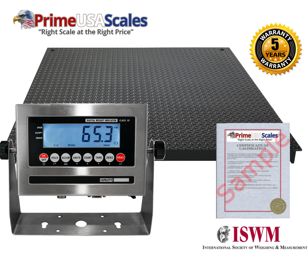 Prime 1,000 lb x .2 lb 5'x5' 60" x 60" Floor Scale Stainless Steel ...